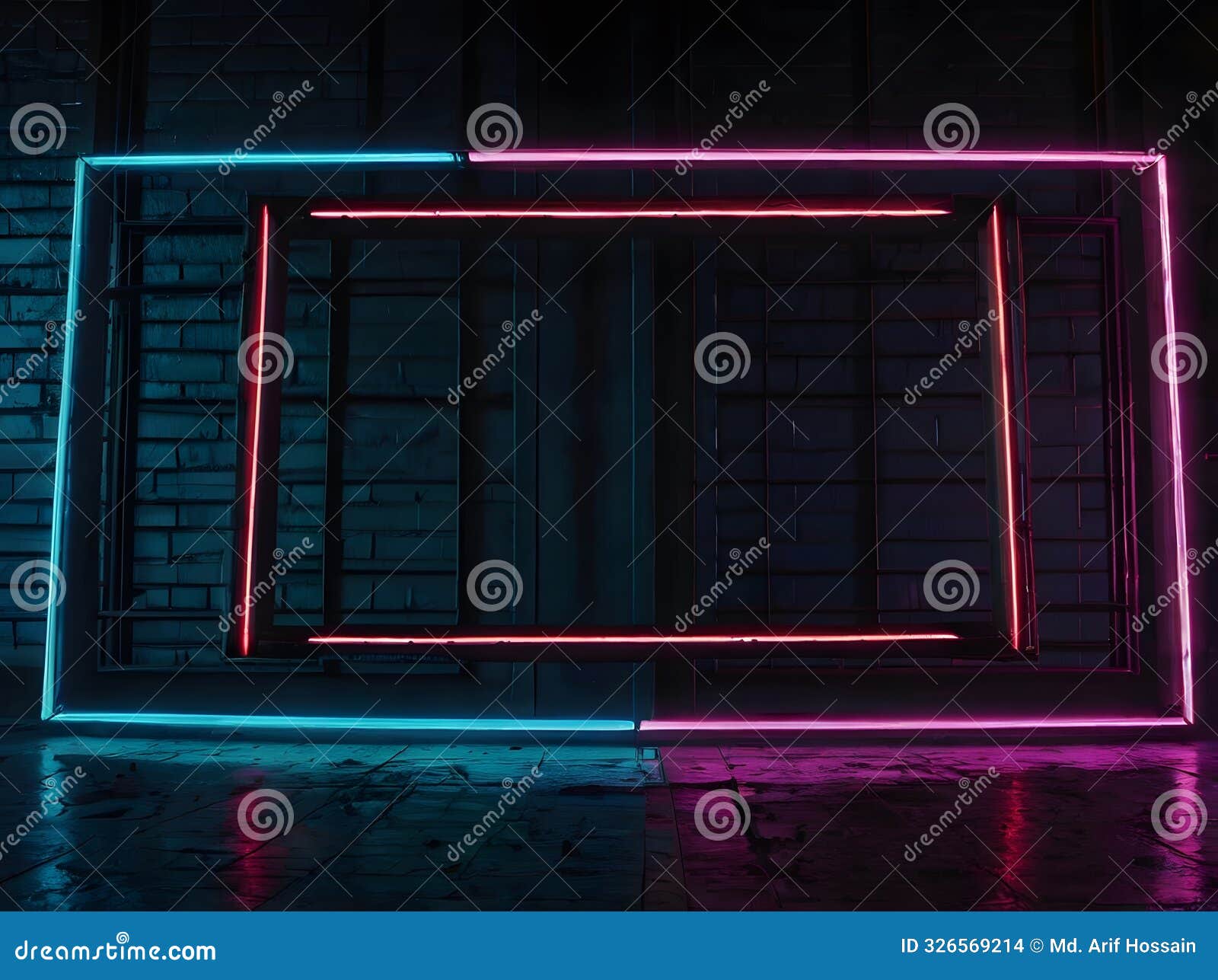 Abstract Modern Neon Frame Background Generative by Ai Stock ...