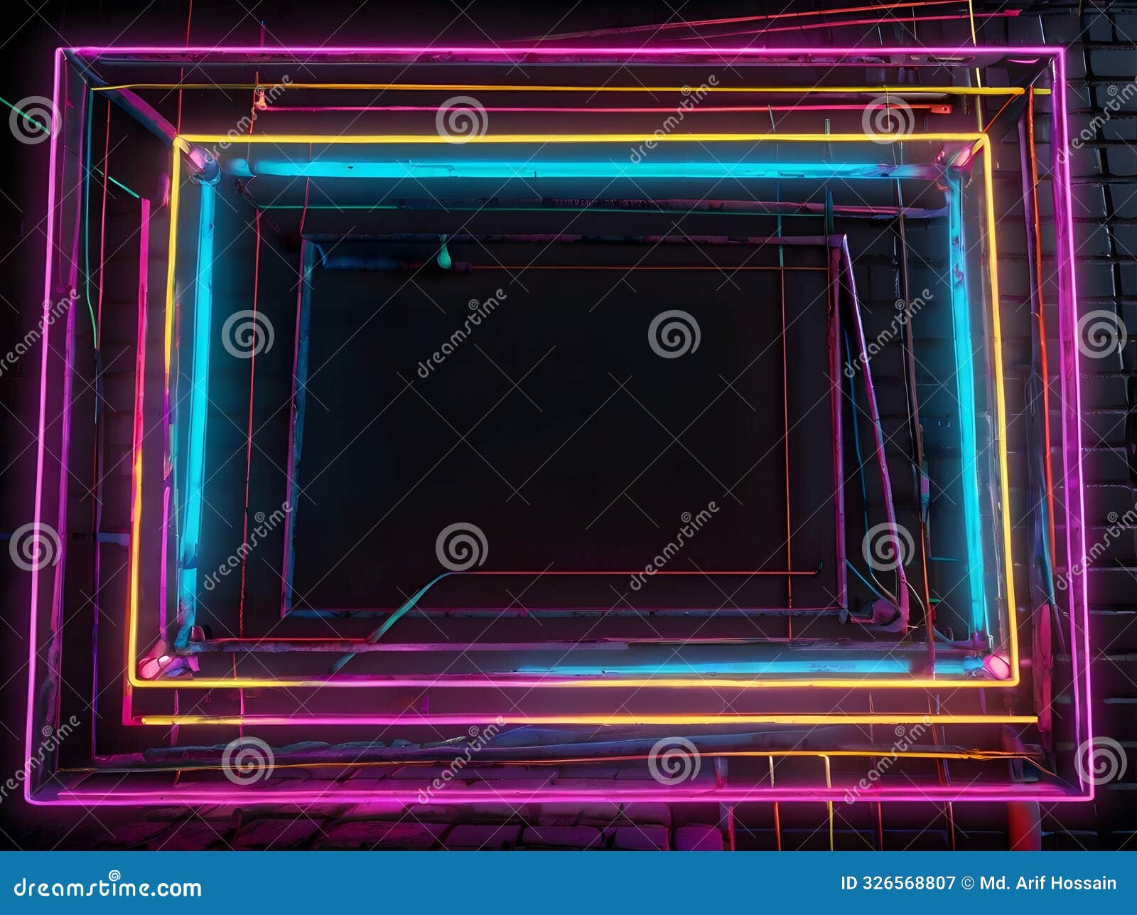 Abstract Modern Neon Frame Background Generative by Ai Stock ...