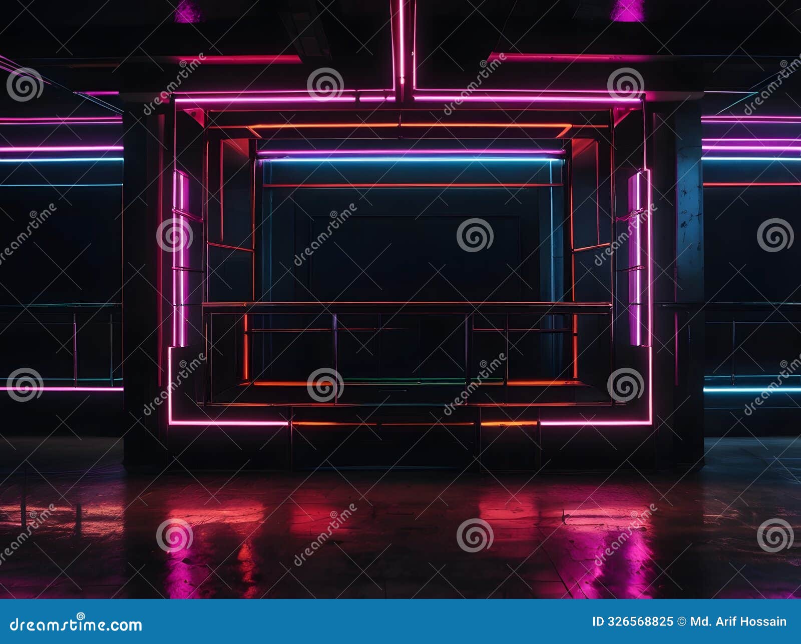 Abstract Modern Neon Frame Background Generative by Ai Stock ...
