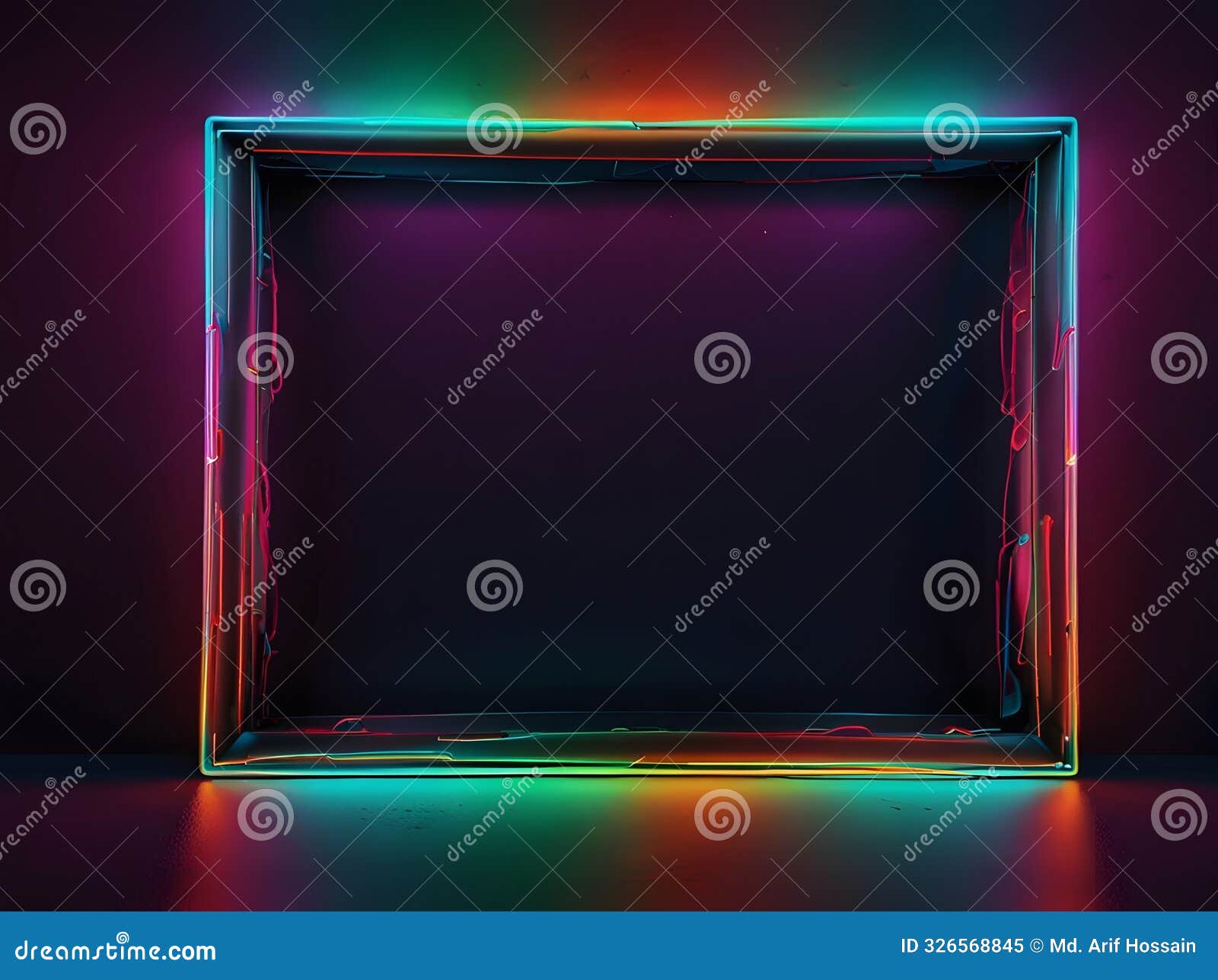 Abstract Modern Neon Frame Background Generative by Ai Stock ...