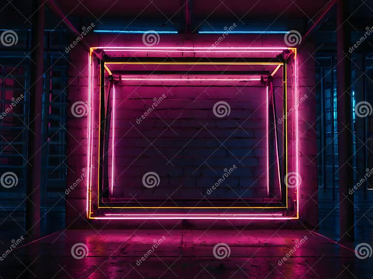 Abstract Modern Neon Frame Background Generative by Ai Stock ...