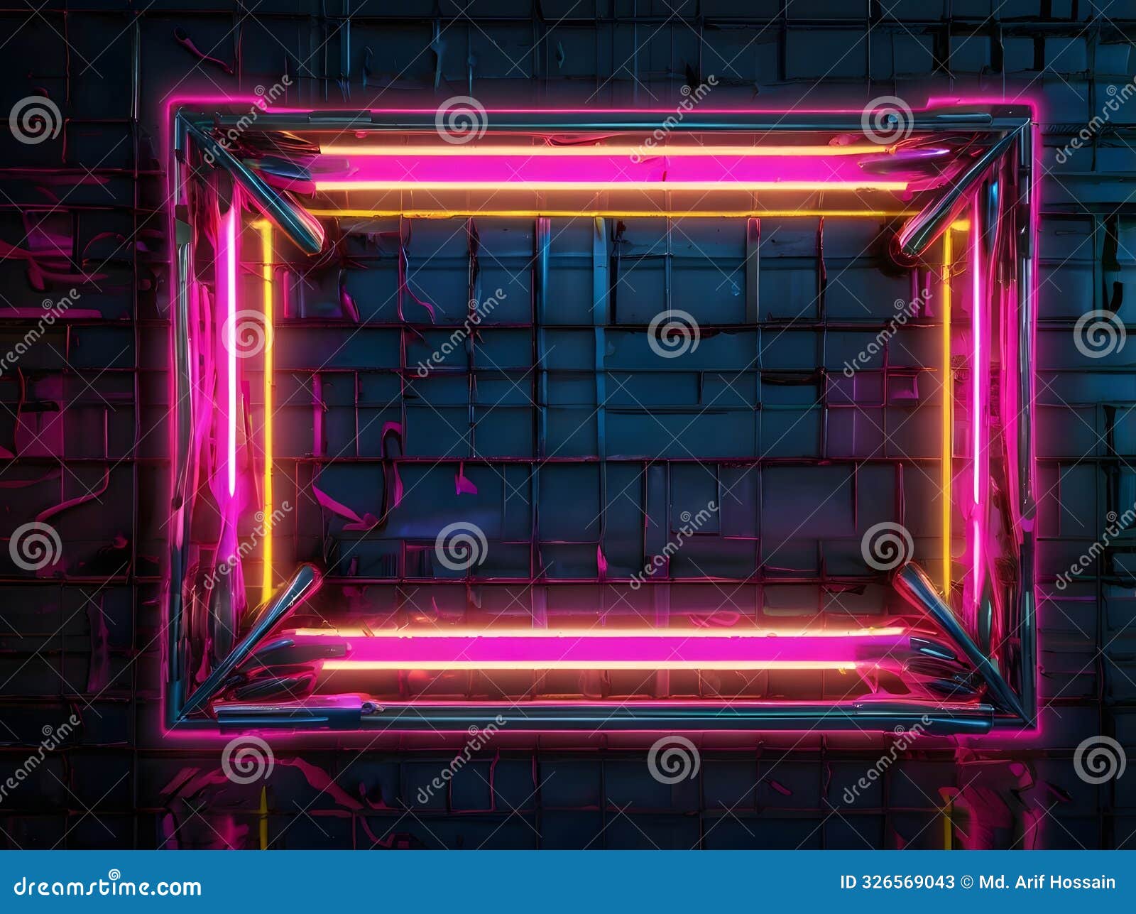 Abstract Modern Neon Frame Background Generative by Ai Stock ...