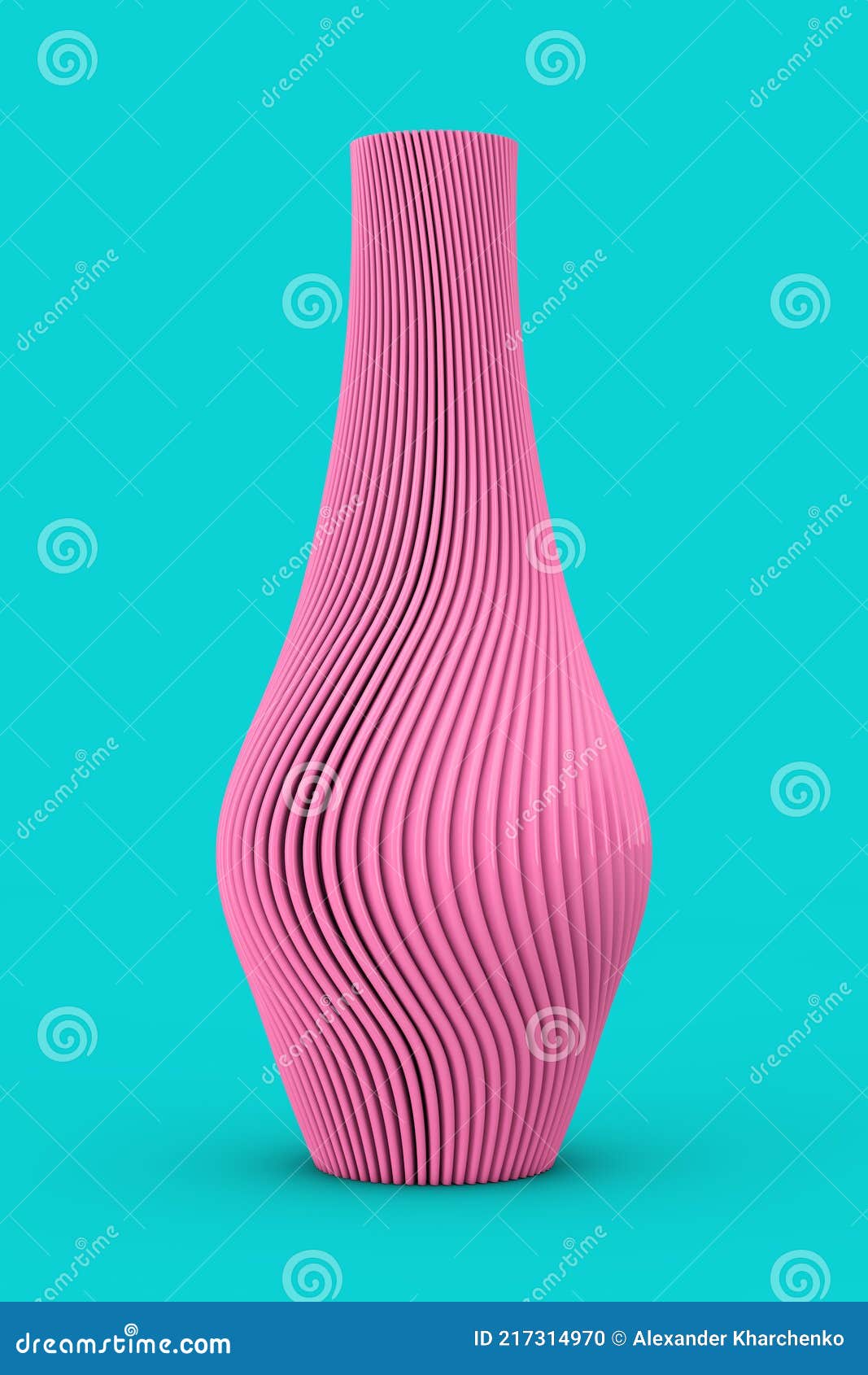 Abstract Modern Pink Wave Shape Wase in Duotone Style. 3d Rendering ...