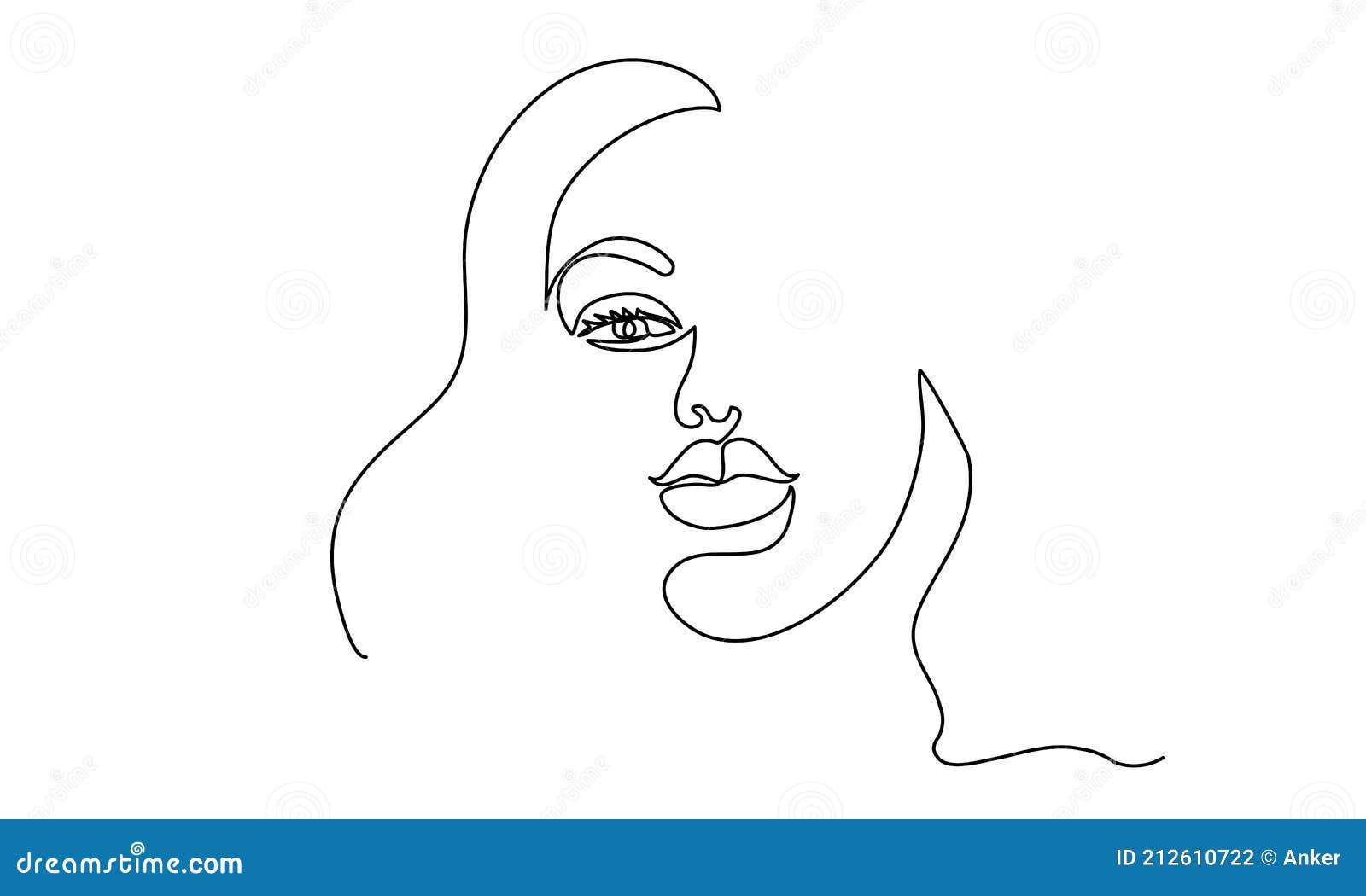 Abstract Modern Portrait Of Woman Face One Line Drawing Stock Vector