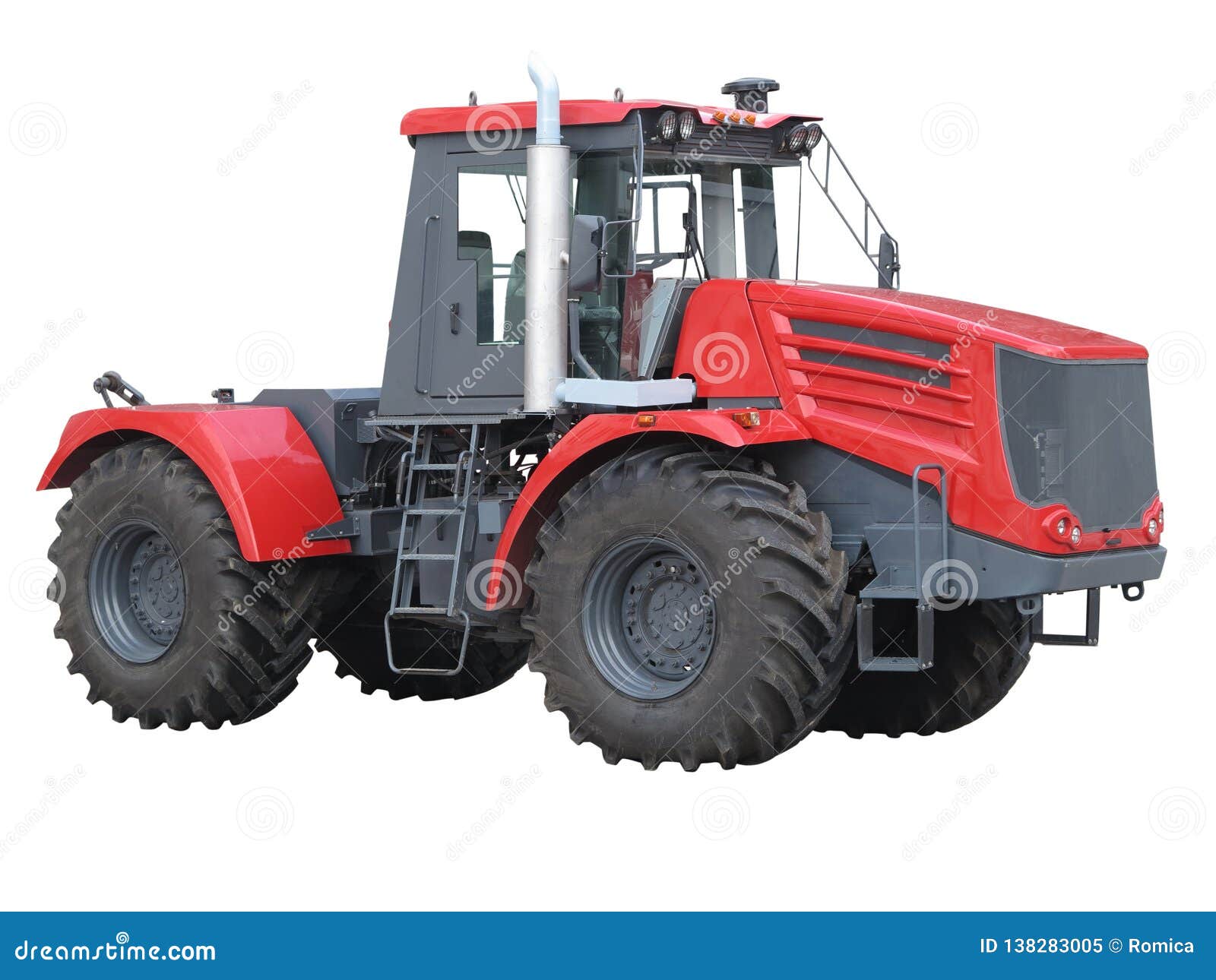 Abstract Modern Powerful Red Tractor Isolated Over White Stock Image ...