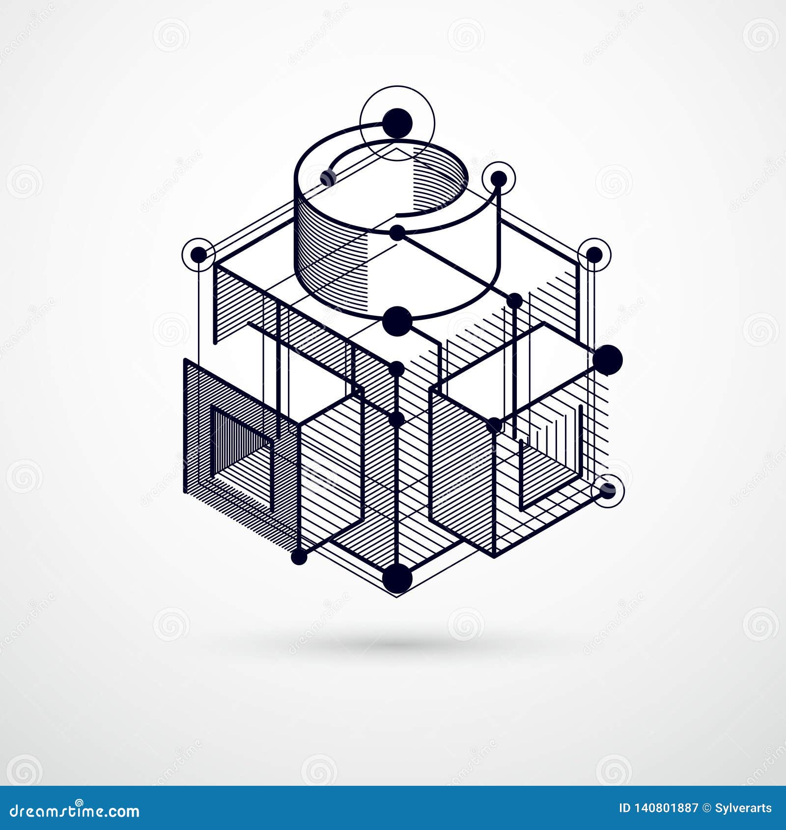 Abstract Modern Retro Black and White 3D Background, Geometric ...