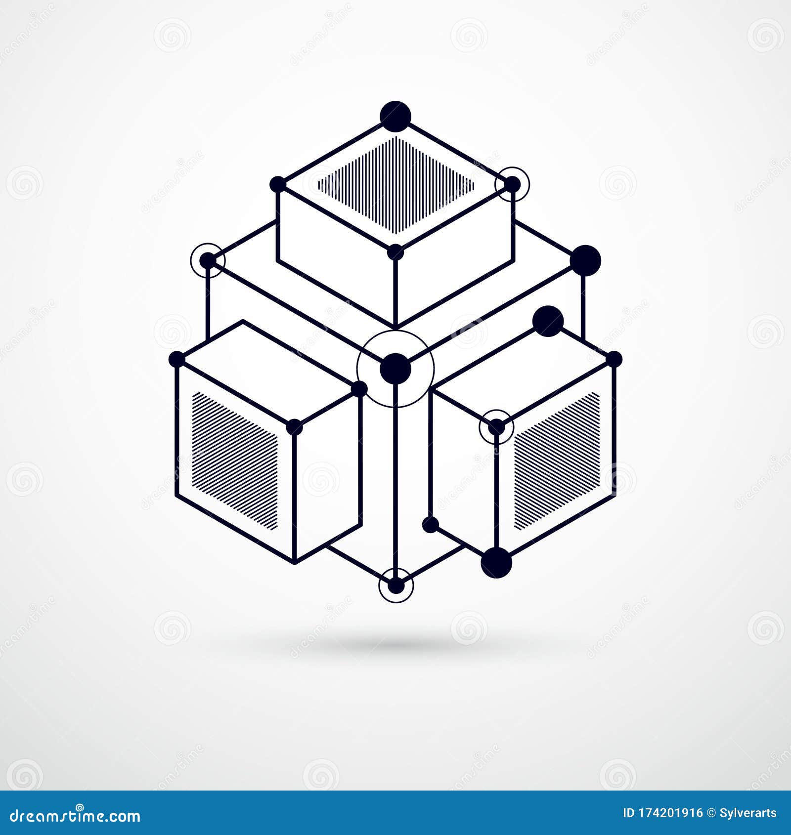 Abstract Modern Retro Black and White 3D Background, Geometric ...