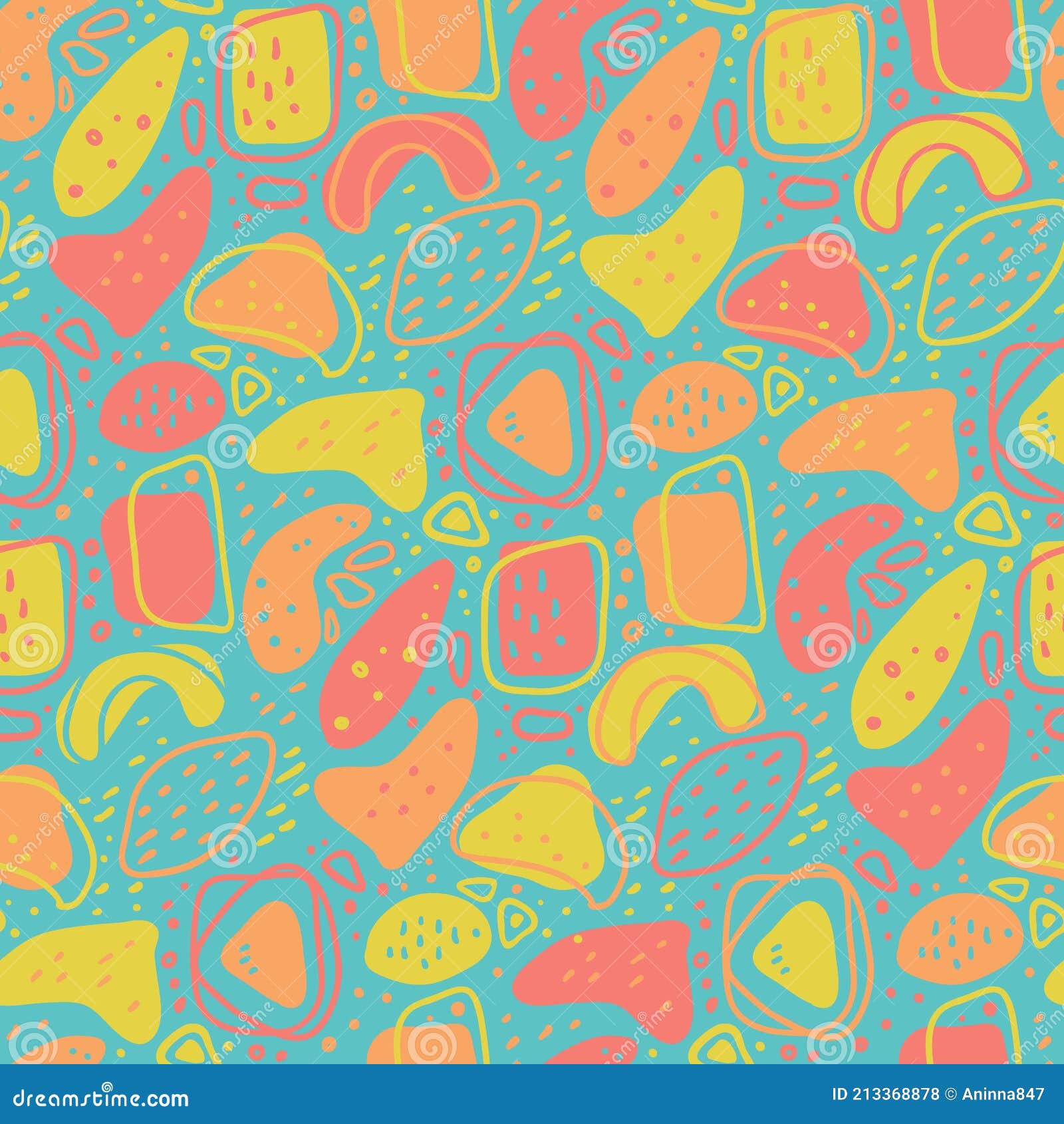Abstract Modern Seamless Pattern with Bright Color Simple Shapes Stock ...