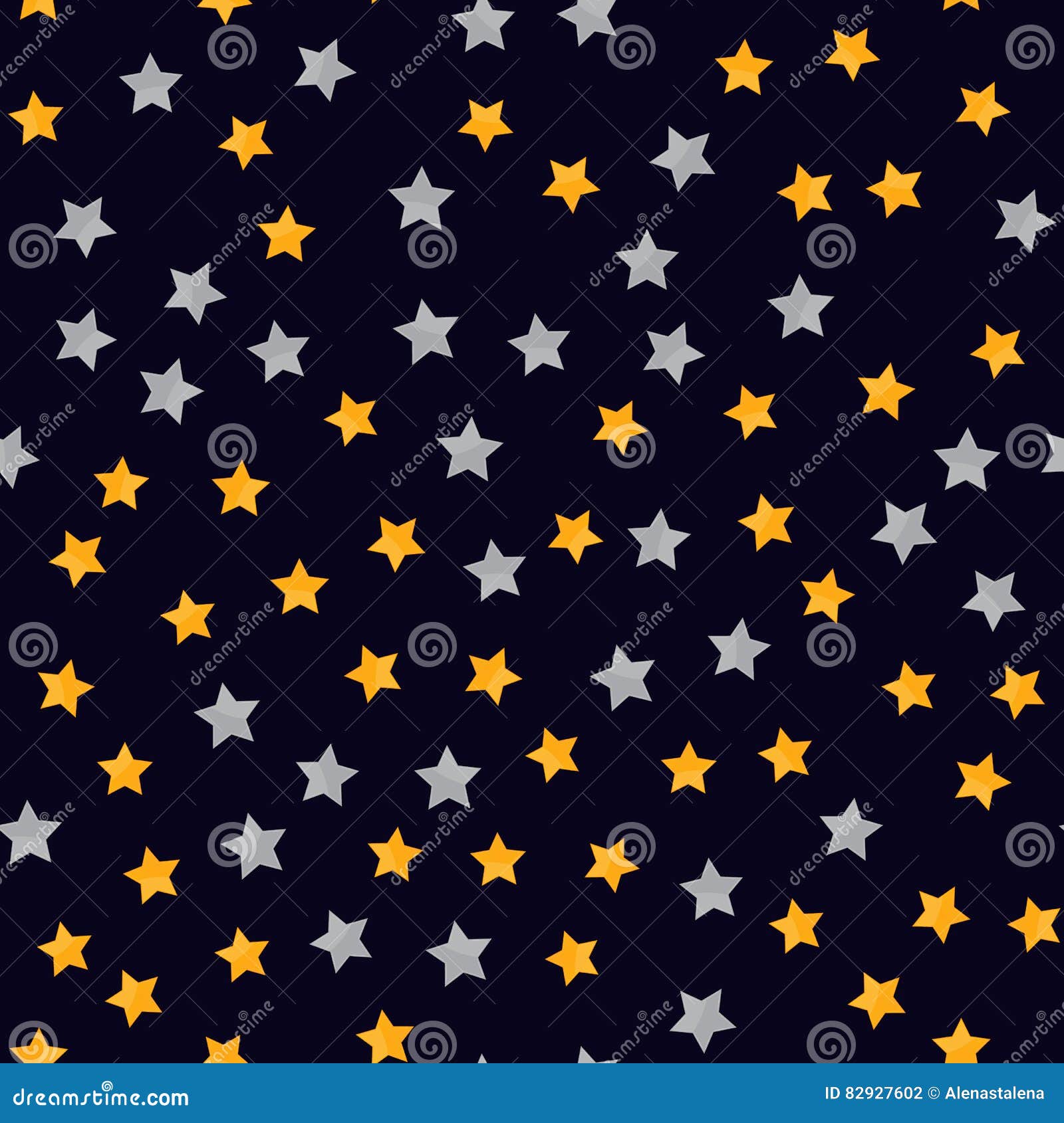 Abstract Modern Seamless Pattern with Yellow Stars. Starry Night Vector ...