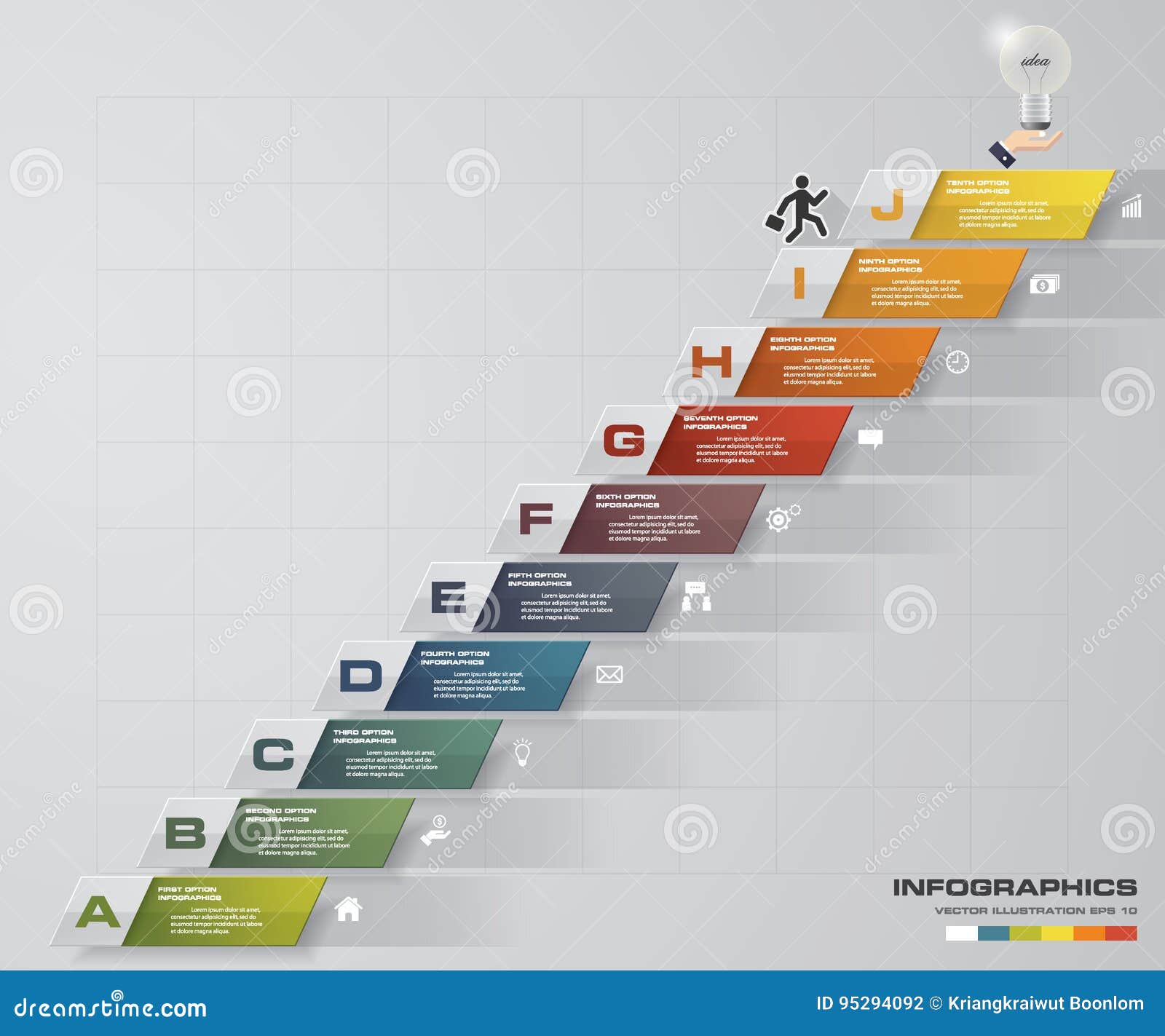 Abstract Modern 10 Step with Stair Infographics/timeline. Stock Vector ...