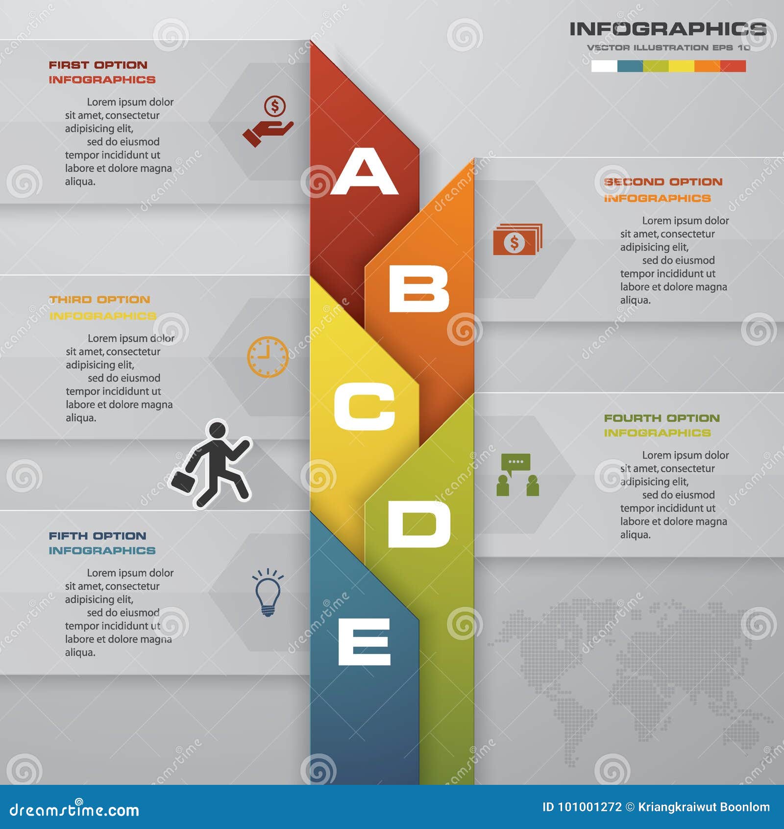 Abstract Modern 5 Steps Process. Simple&Editable Abstract Design ...