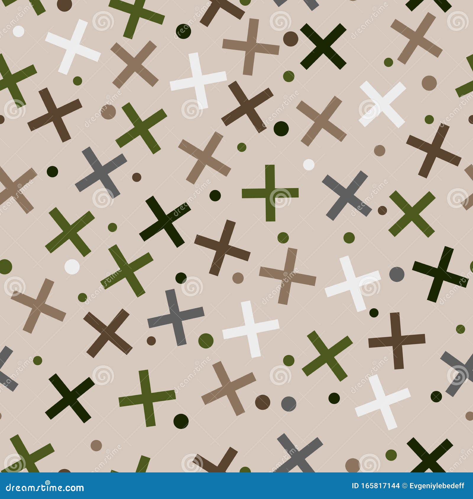 Abstract Modern Style Seamless Pattern. Crosses and Circles. Repeating ...