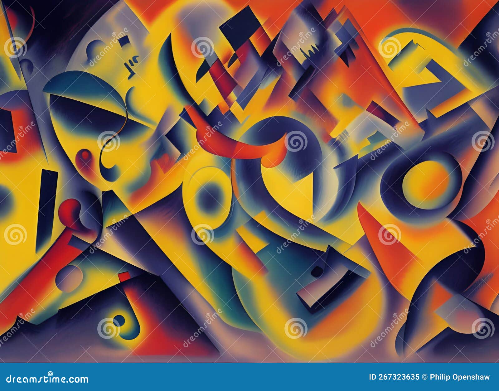 Abstract Modern Technology Themed Painting with Complementary Colors ...