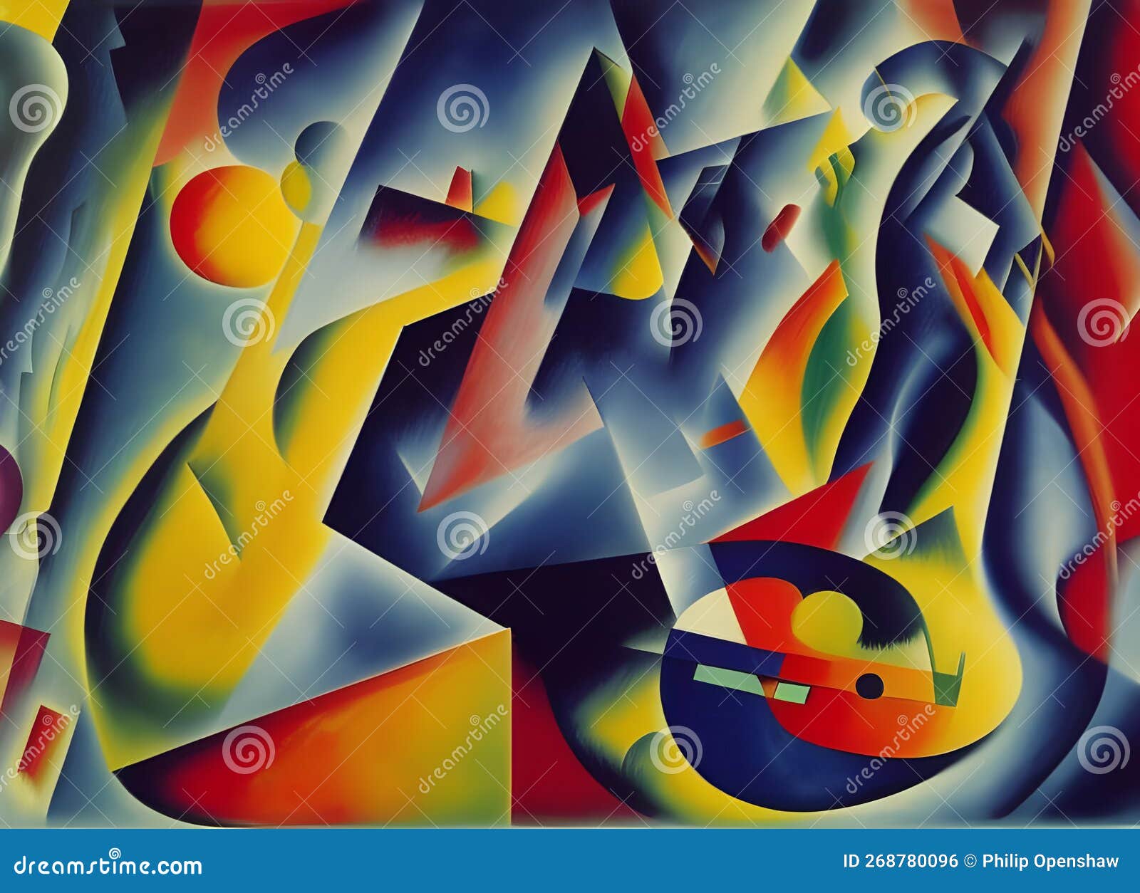 Abstract Modern Technology Themed Painting with Complementary Colors ...