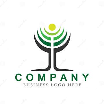 Abstract Modern Tree and Sun Logo Circle Shaped Tree Logo Icon and Sun ...