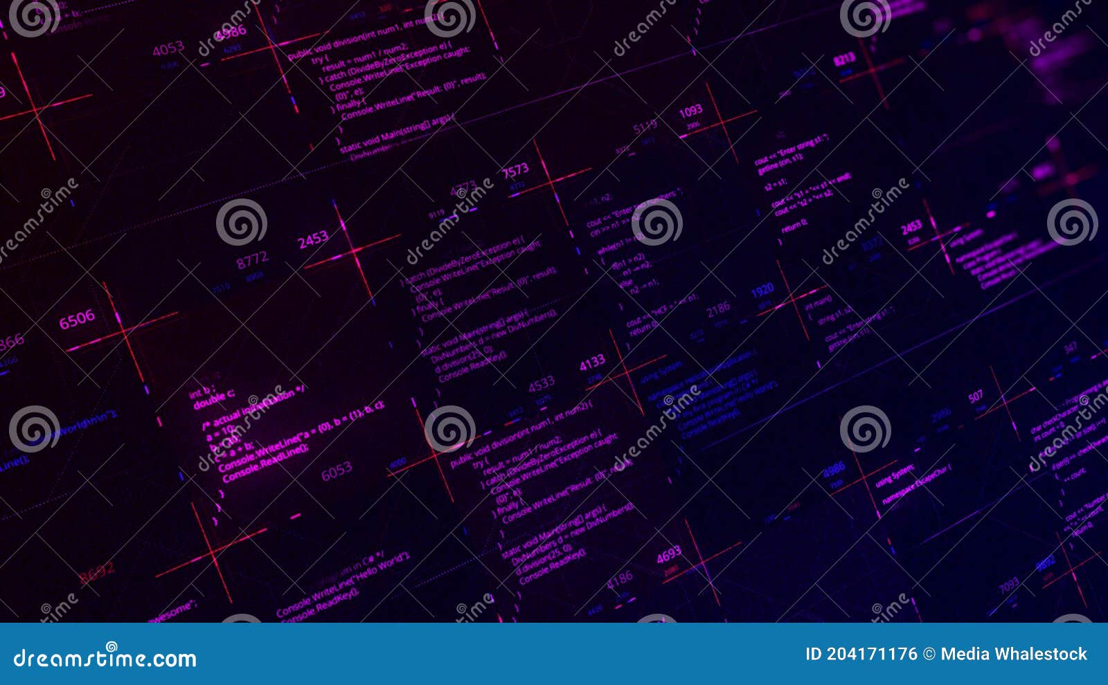 Abstract Modern Virtual Computer Script On Black Background Seamless Loop Animation Work Of