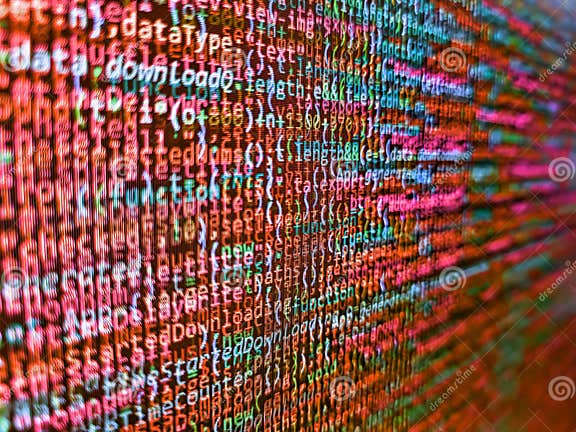 Abstract Modern Virtual Computer Script. Software Abstract Background. Code on Dark Background ...