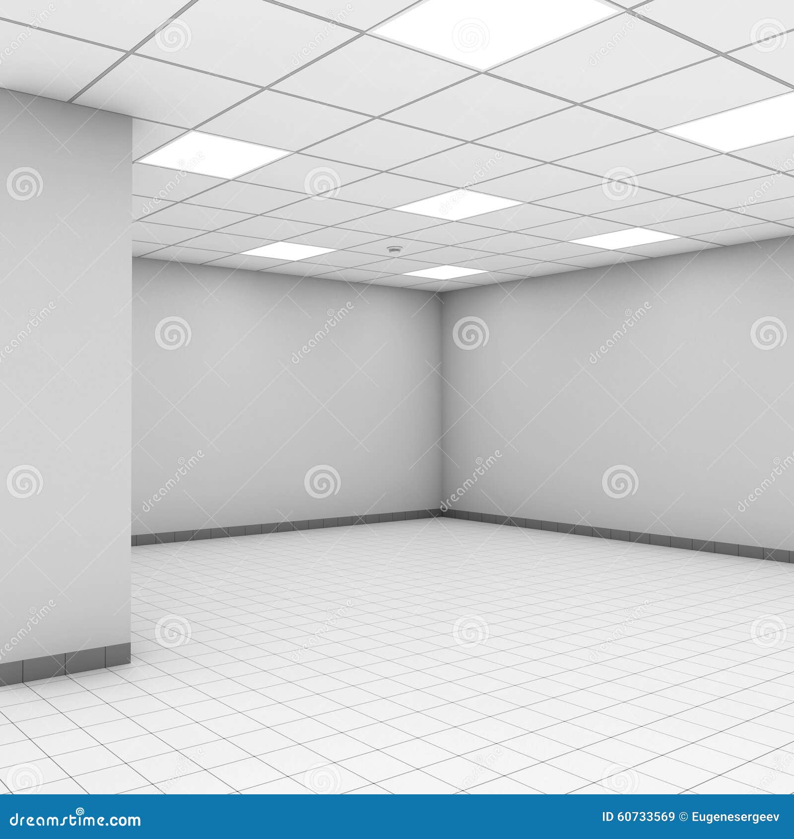 Abstract Modern White Office Interior with Columns Stock Illustration ...