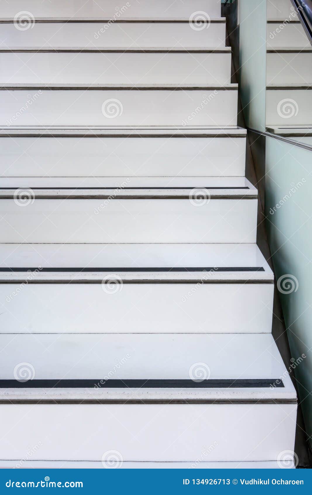 Abstract Modern White Stairs with Non-slip Line Pattern Stock Image ...