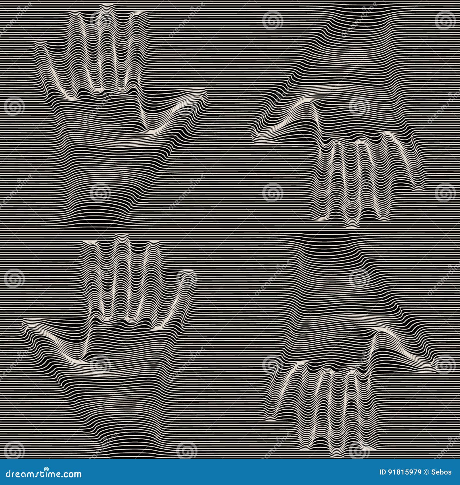 Abstract Moire Vector Op Art Hand. Monochrome Graphic Black And White ...