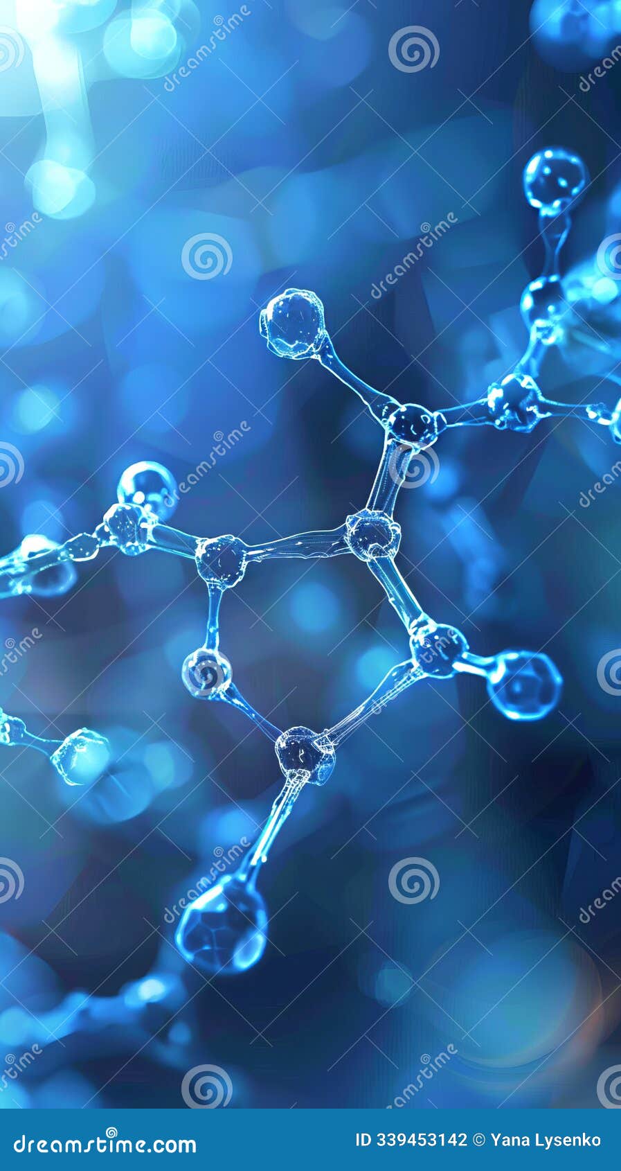 Abstract Molecular Structure with Blue Chemical Patterns. Concept of ...