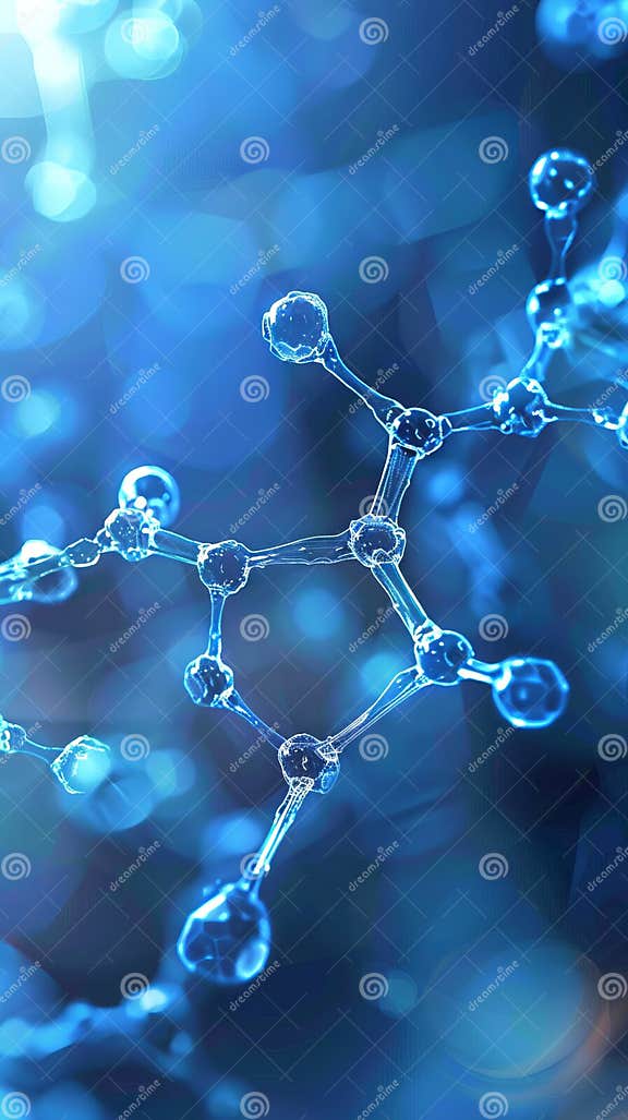 Abstract Molecular Structure with Blue Chemical Patterns. Concept of ...