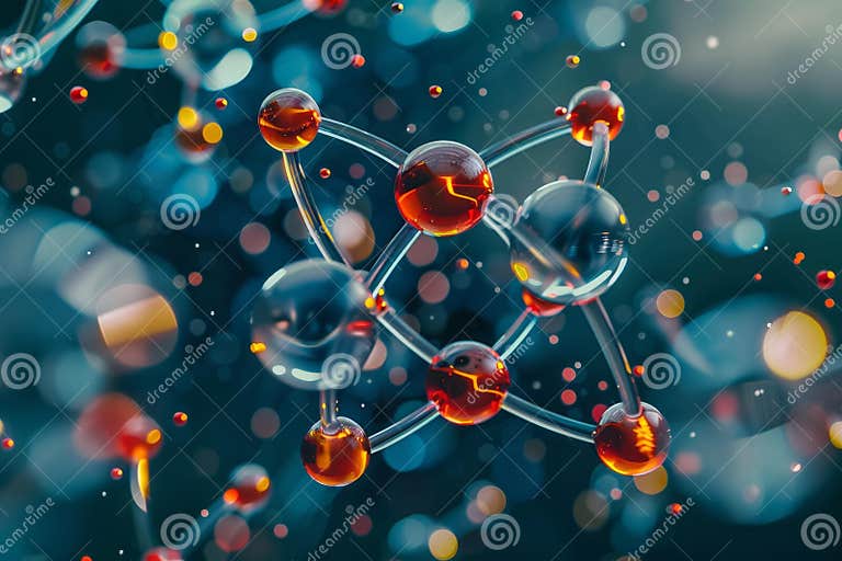 Abstract Molecular Structure Connecting Atoms with Bonds in Space on ...