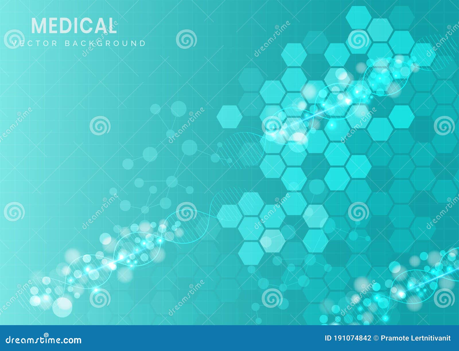 Abstract Molecular Structure on Light Blue Background. Medical and ...
