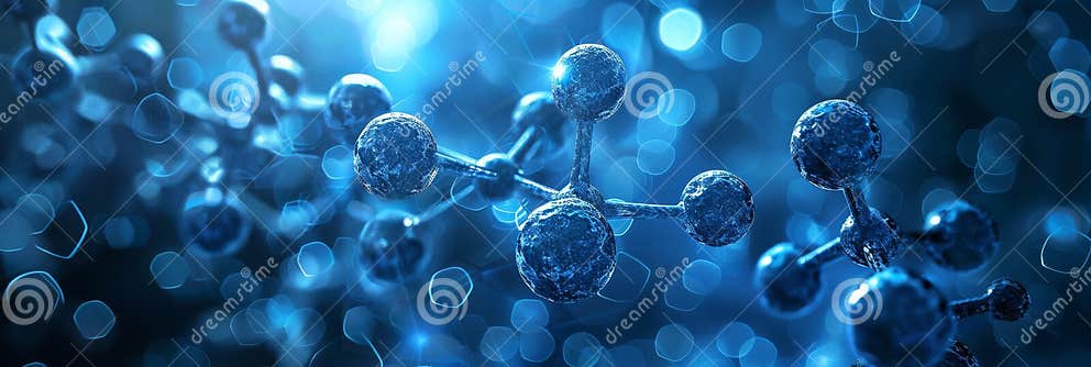 Abstract Molecular Structure Visualization in Shades of Blue Scientific ...