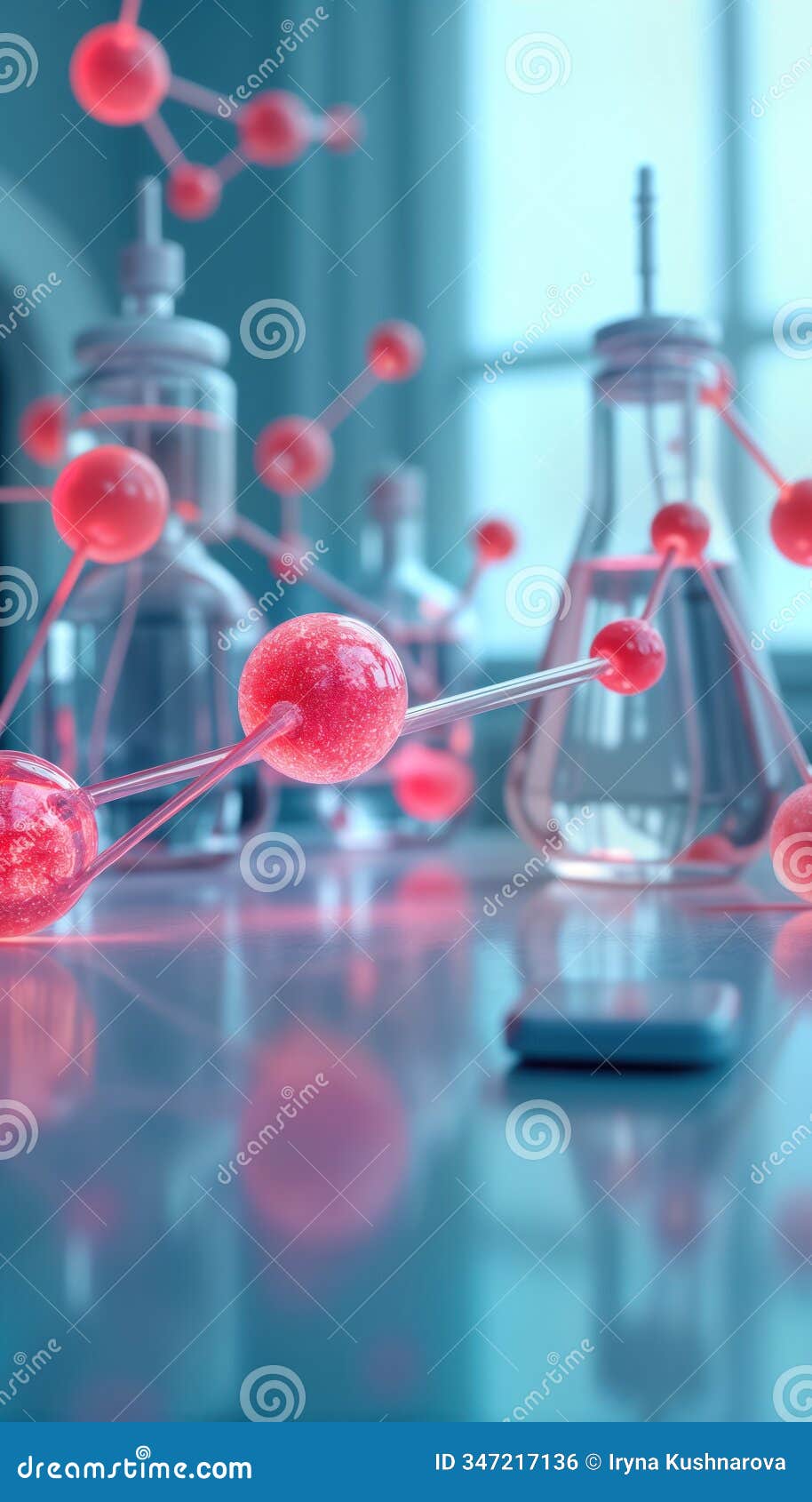 Abstract Molecular Structures, Advanced Lab Equipment Illustrate ...