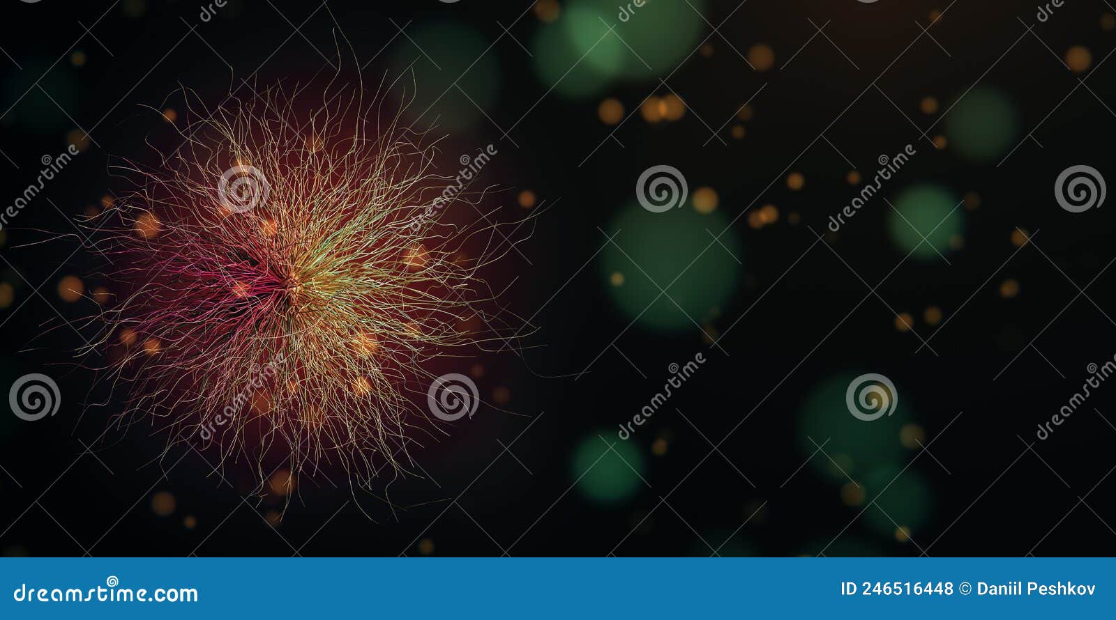 Abstract Molecule or Bacteria Background with Dark Bokeh Circles with ...