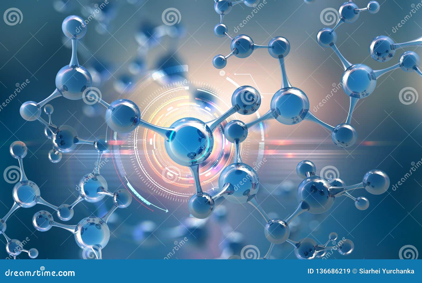 Abstract Molecule Model. Digital Technology in Genetic Engineering ...