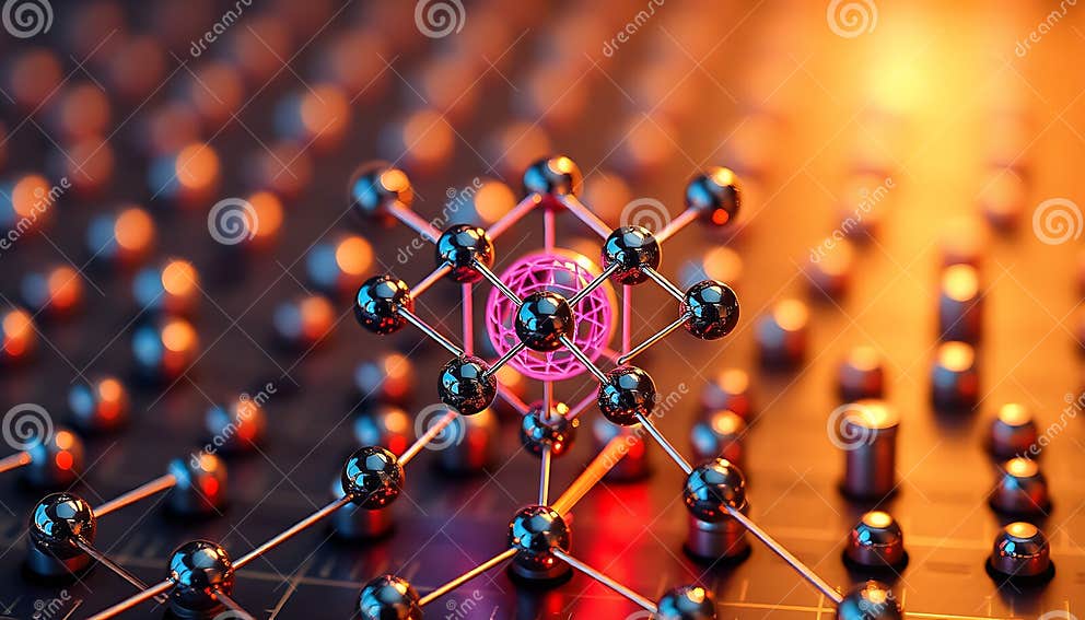 Abstract Molecule Model, Scientific Visualization Generative AI Stock ...