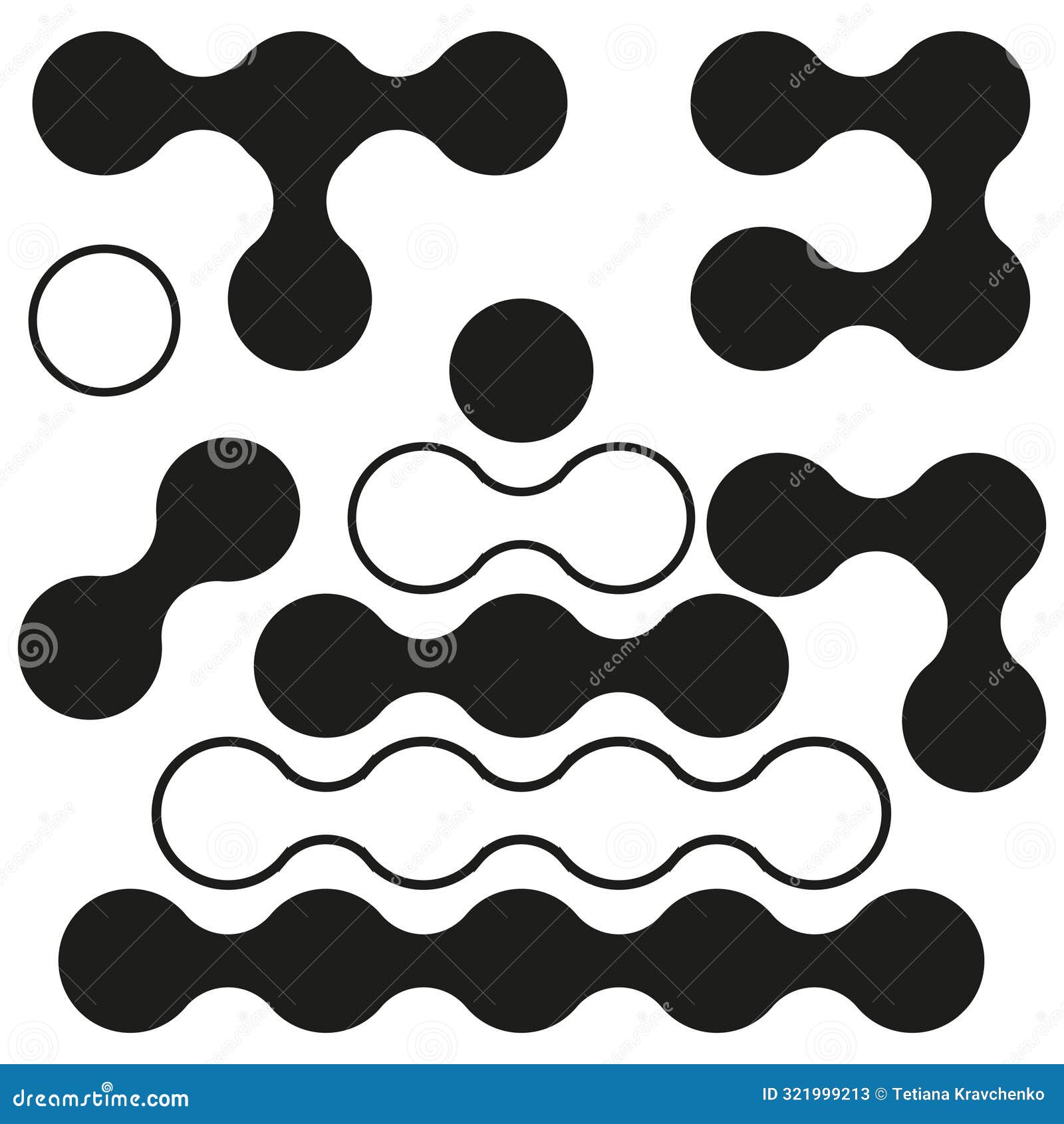 Abstract Molecule Shapes. Black and White Designs. Geometric Vector ...