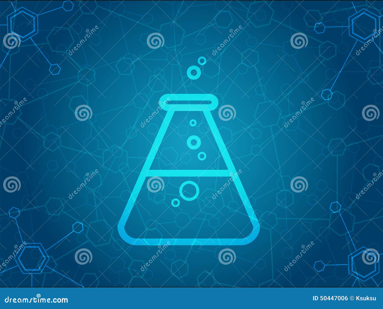 Abstract Molecules Background with Flask Icon Stock Vector ...