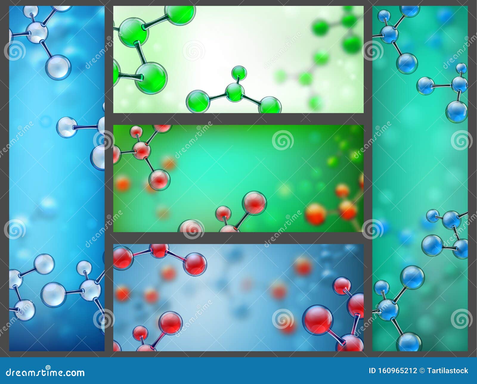 Abstract Molecules Banners. Science Cell Research, Chemistry Molecules ...
