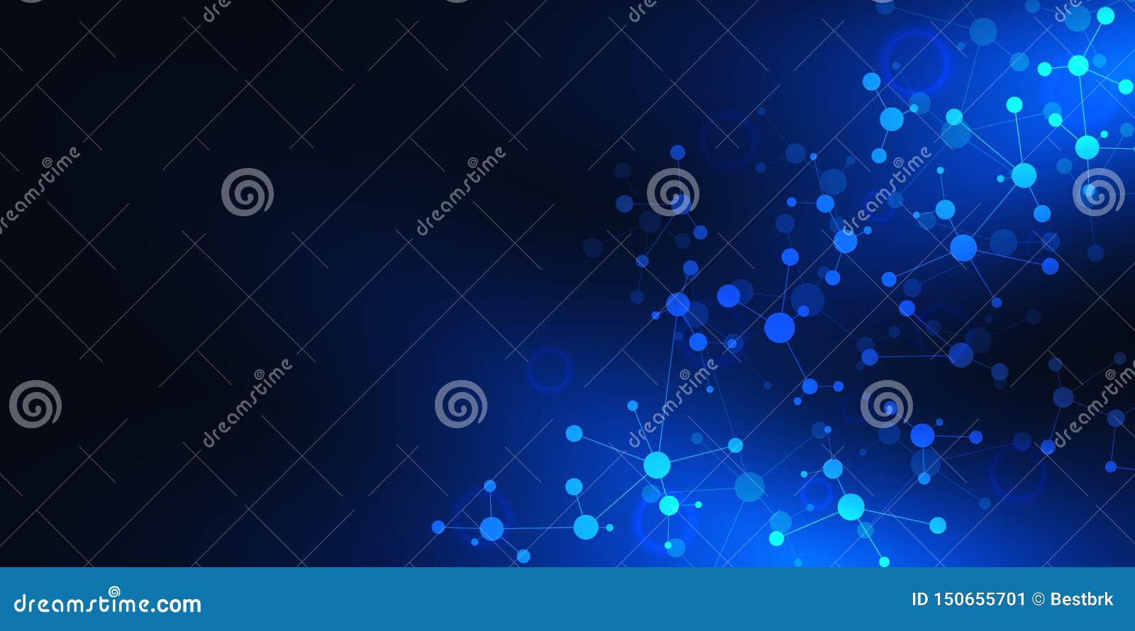 Abstract Molecules on Dark Blue Background. Molecular Structures or DNA ...