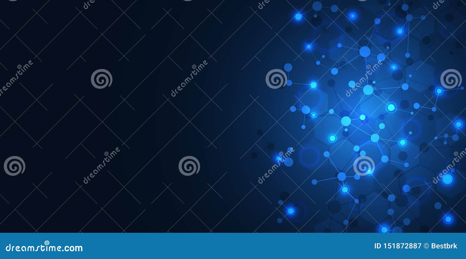 Abstract Molecules on Dark Blue Background. Molecular Structures or DNA ...