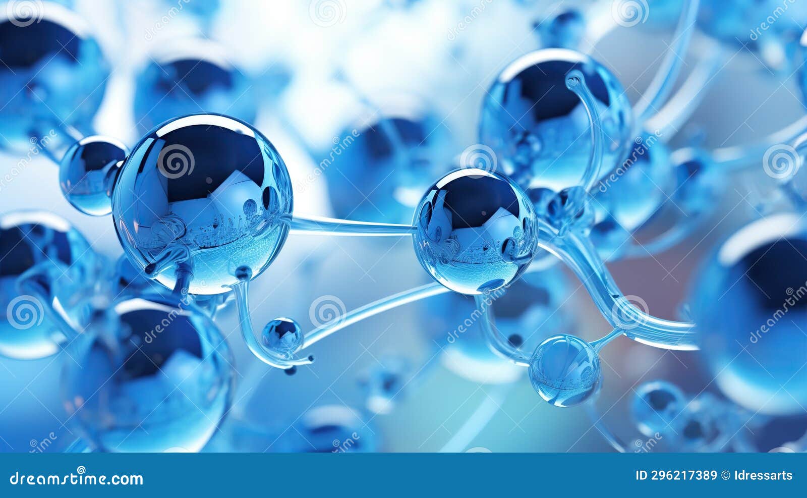 Abstract Molecules Design. Atoms. Molecular Structure with Blue ...
