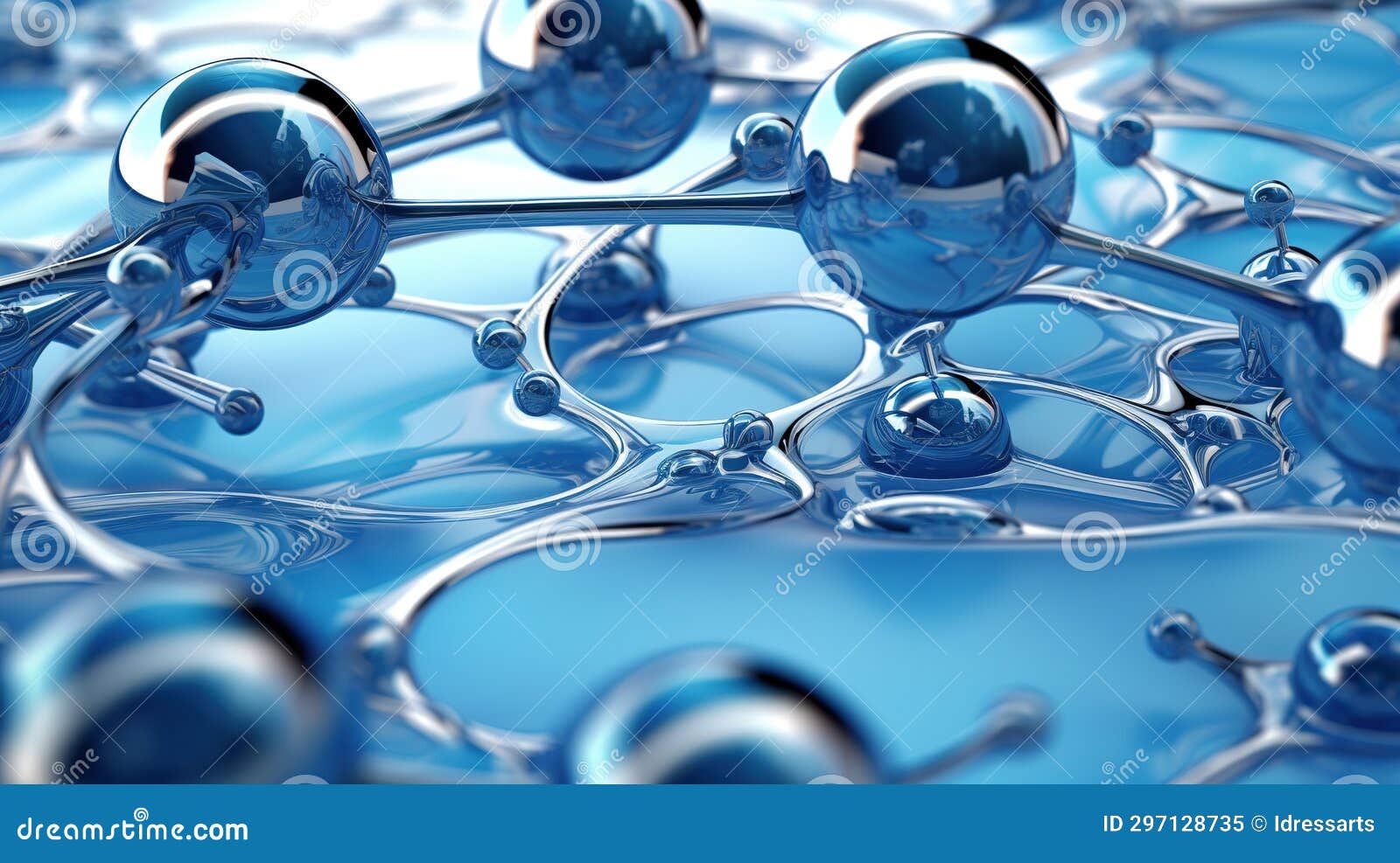 Abstract Molecules Design. Atoms. Molecular Structure with Blue ...