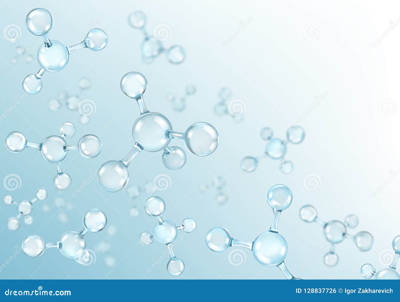 Abstract Molecules Design. Atoms. Molecular Structure With Blue ...