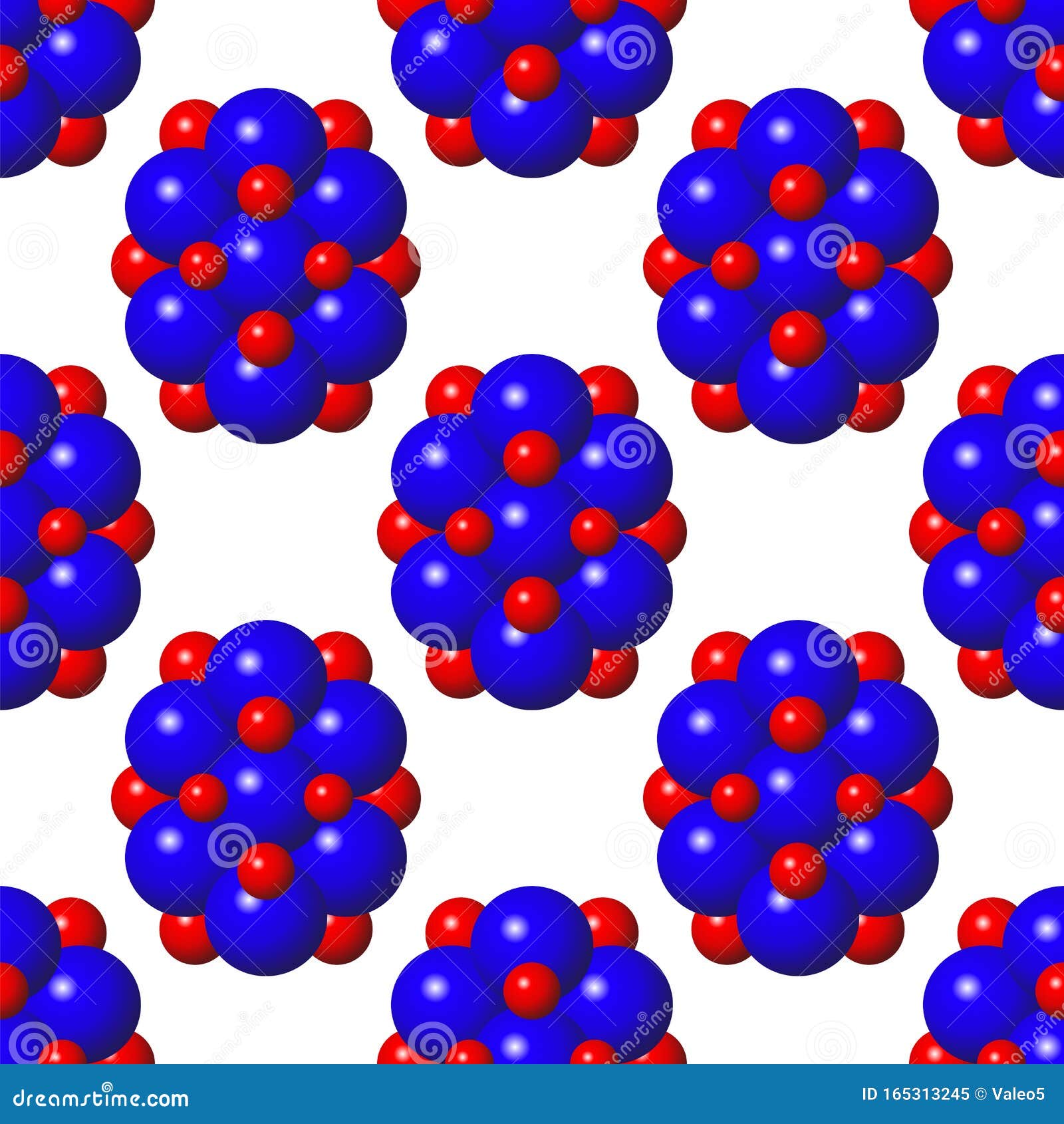 Abstract Molecules Design. Blue Red Spheres Seamless Pattern. Molecular ...