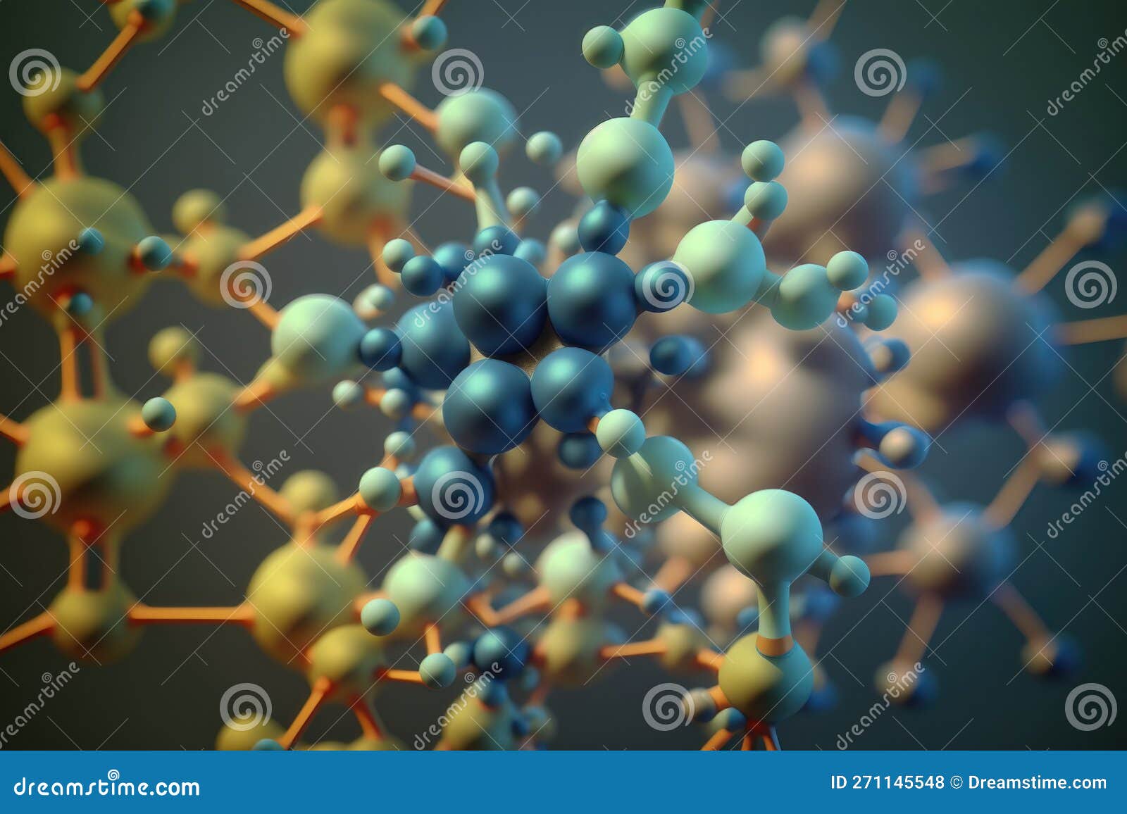 Abstract Molecules Design. Molecular Structure with Spherical Particles ...