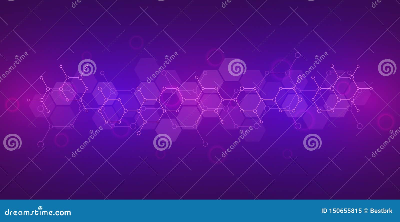 Abstract Molecules on Purple Background. Molecular Structures or ...