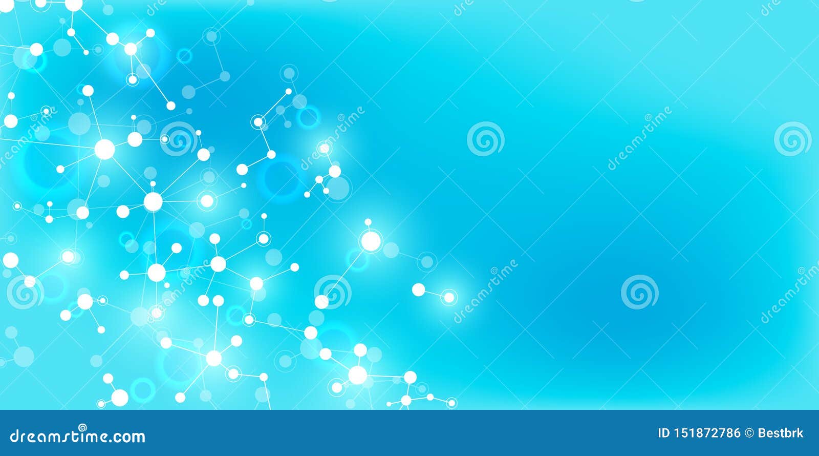 Abstract Molecules on Soft Blue Background. Molecular Structures or DNA ...