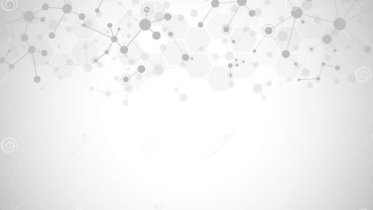Abstract Molecules on Soft Grey Background. Molecular Structures or DNA ...