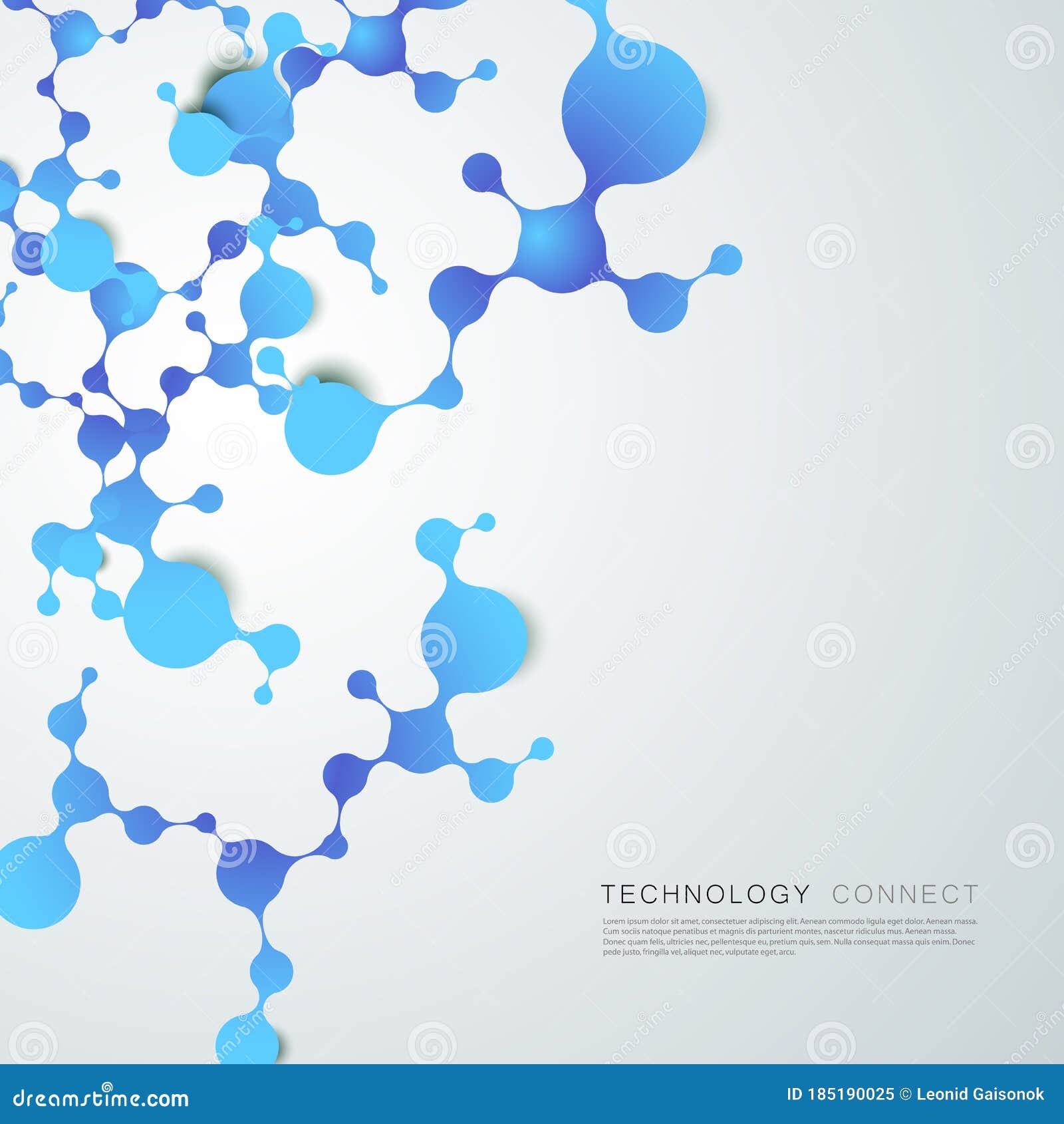 Abstract Molecules Structure with Connect Spherical Particles. Vector ...