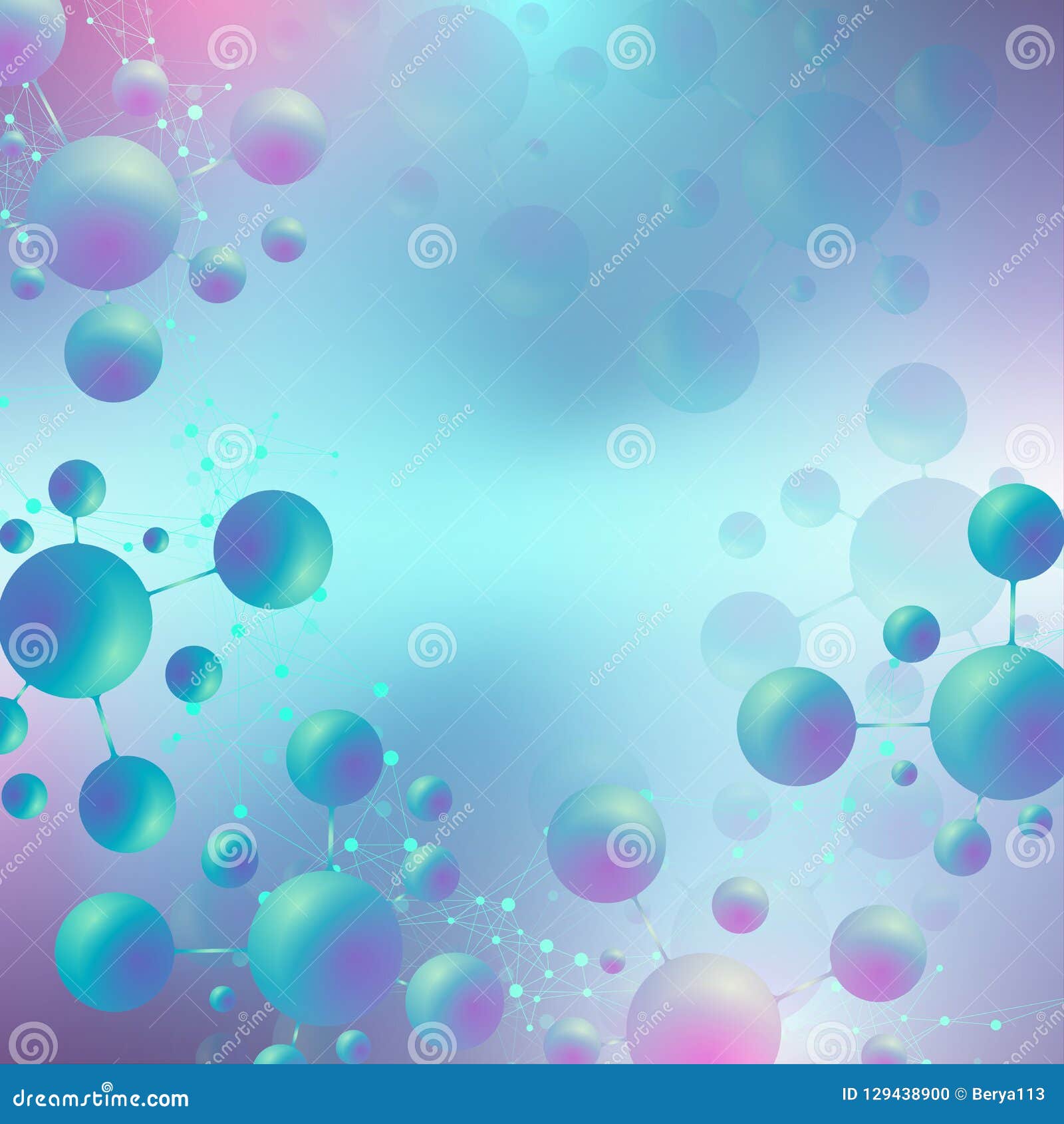 Abstract Molecules Structure Design, Atom, Neurons. Medical Background ...