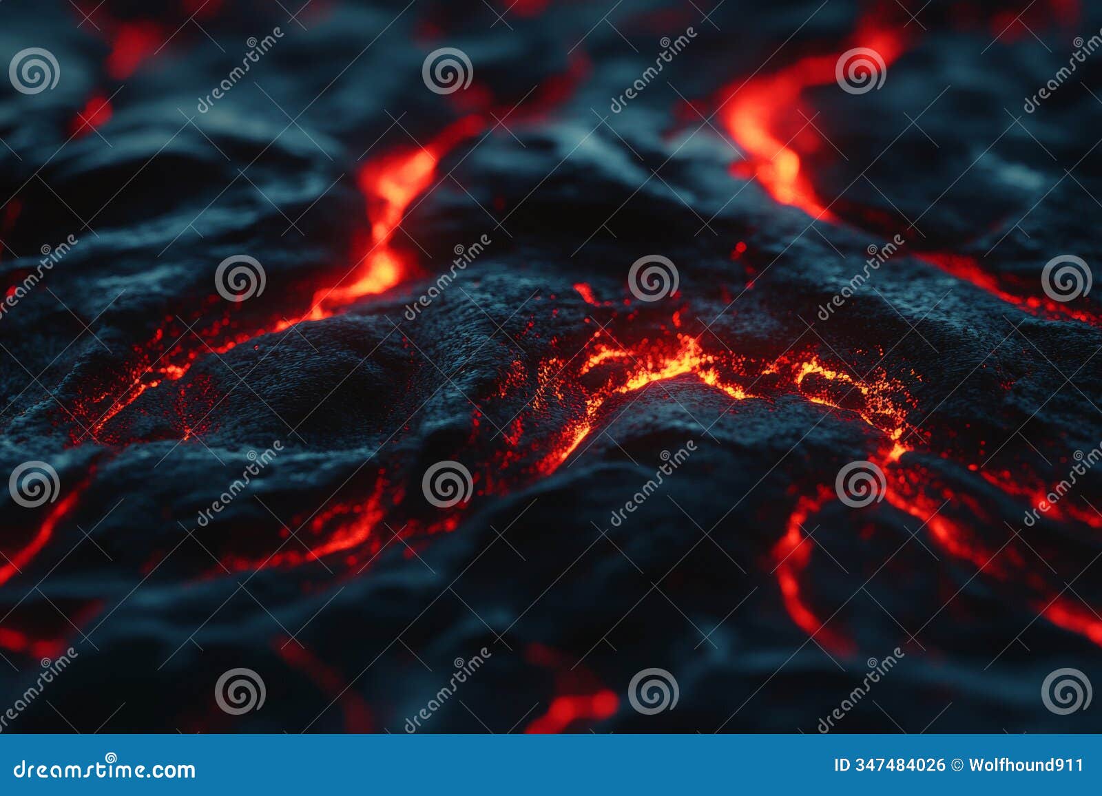 Abstract Molten Lava Design, Intense Red and Black Flows Glowing ...