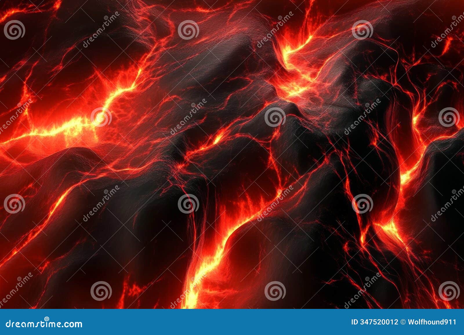 Abstract Molten Lava Design, Intense Red and Black Flows Glowing ...